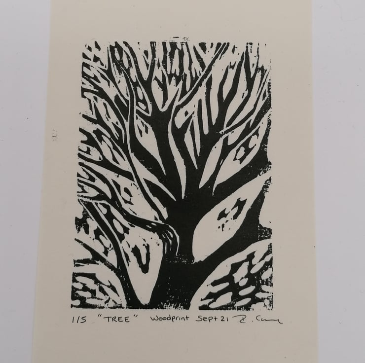 Tree Woodblock Print - 140 x 100 mm approx - Folksy