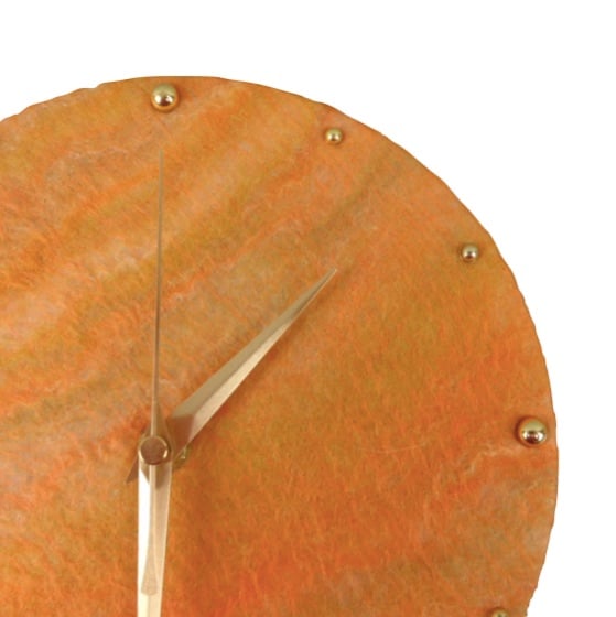 20cm felted wall clock in yellow and orange - Folksy