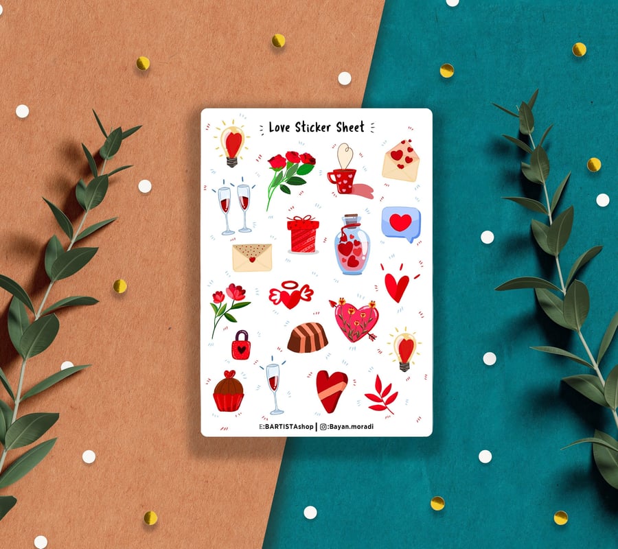 Love sticker sheet, planner stickers, bullet jo... - Folksy