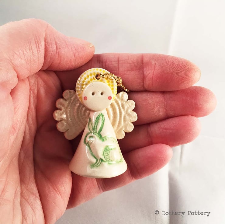 Sale Teeny little ceramic angel decoration with... - Folksy