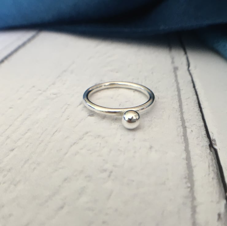 Stacking Eco Sterling Silver Ball Ring - Folksy