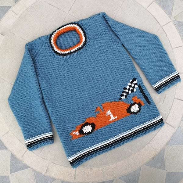 Knitting Pattern for a Racing Car Sweater. Dig... - Folksy