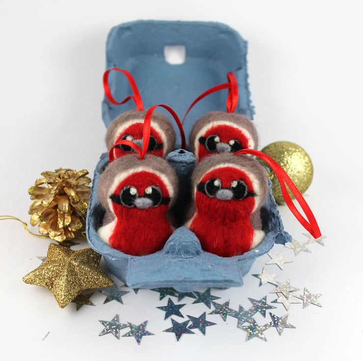 Needle Felted Robin Bird Christmas Tree Decora... - Folksy