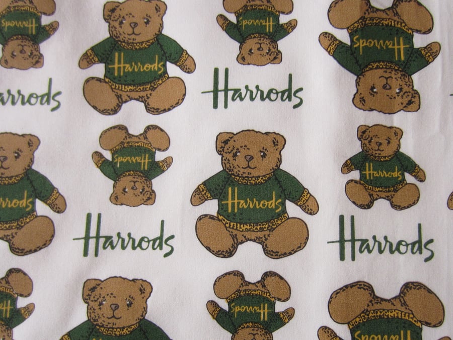 Harrods Teddy Bear Fabric Remnant - Folksy