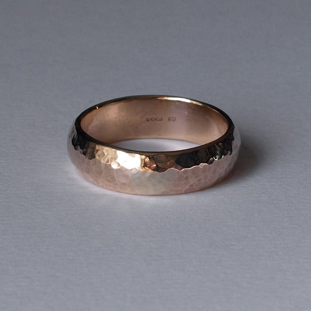 Yellow Gold Wedding Ring, D Wire Shaped 6mm Wid... - Folksy
