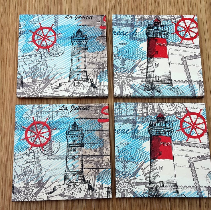 lighthouse coasters - lighthouse decor - nautic... - Folksy