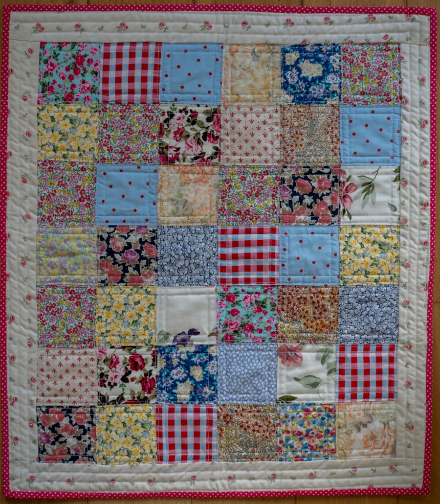 Pretty Multicoloured Quilt Play Mat Lap Quilt - Folksy