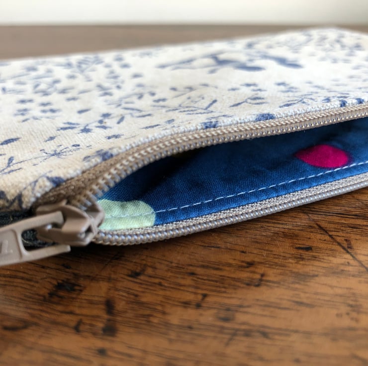 Linen and reclaimed denim zip pouch - Folksy