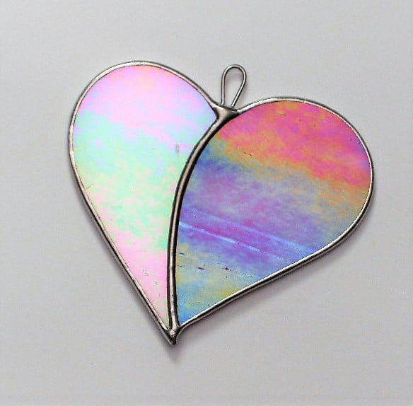 Stained Glass Love Heart "When Two Hearts ... - Folksy