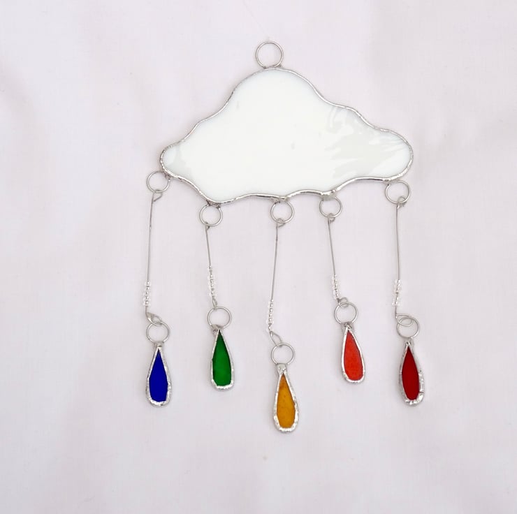 Stained Glass Rain Cloud Multi - Handmade Hangi... - Folksy