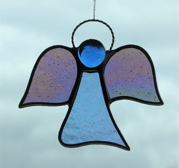 Stained glass (Angel) abstract in blue and purp... - Folksy