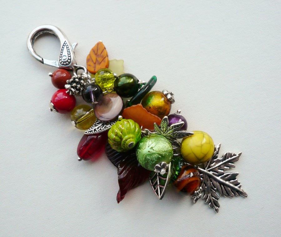 Autumn Leaves and Berries Handbag Charm KCJ457 - Folksy