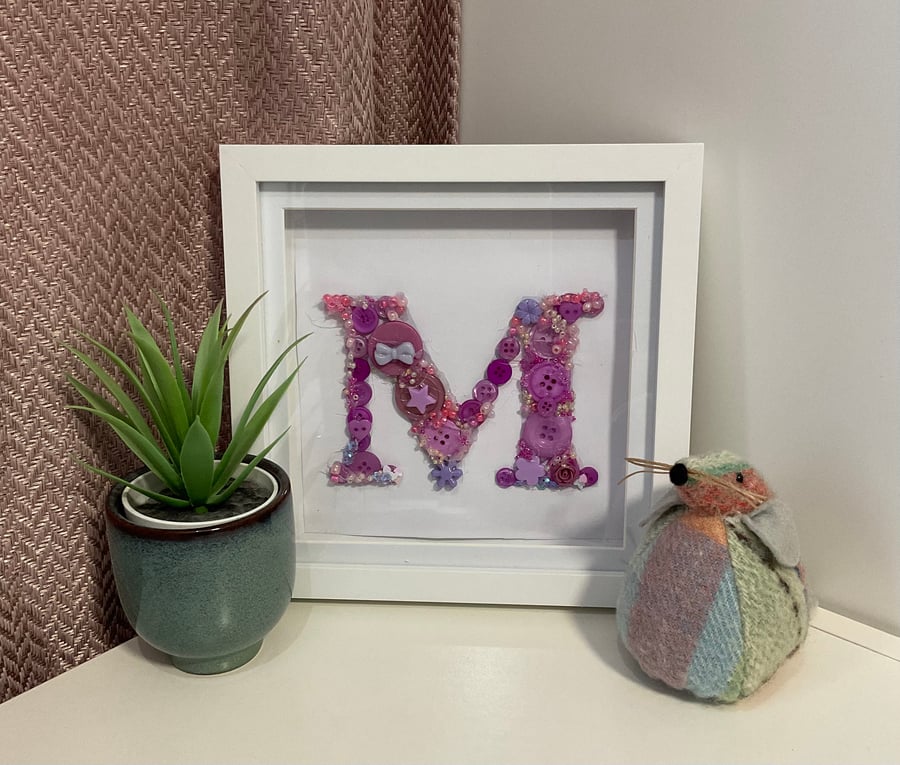 Button Art Frame Letter : “M” - Folksy