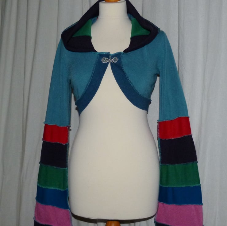 Upcycled Shrug with Long Hood and Bell Bottom ... - Folksy