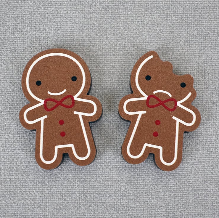 Gingerbread Man Wooden Pin or Brooch - Kawaii C... - Folksy