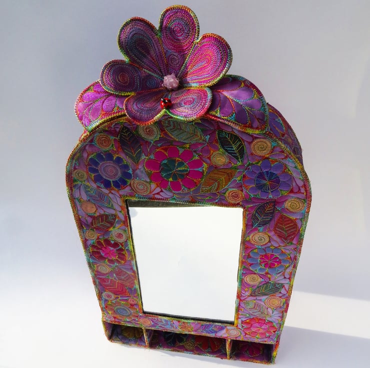 Textile Mirror Frame with Shelves - Folksy