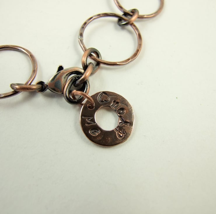 Bracelet, Copper Hand Forged Chain Links with M... - Folksy