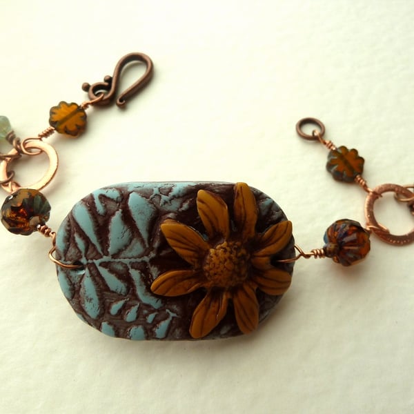 Sale Clay Flower Bracelet Folksy