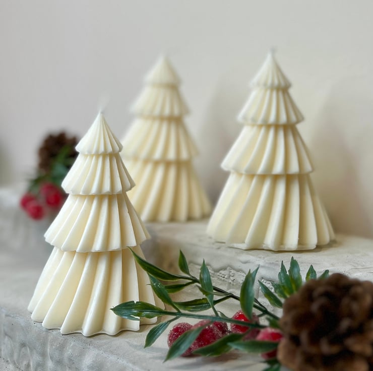 Swirly Christmas Tree Shape Candle for Xmas Dec... - Folksy