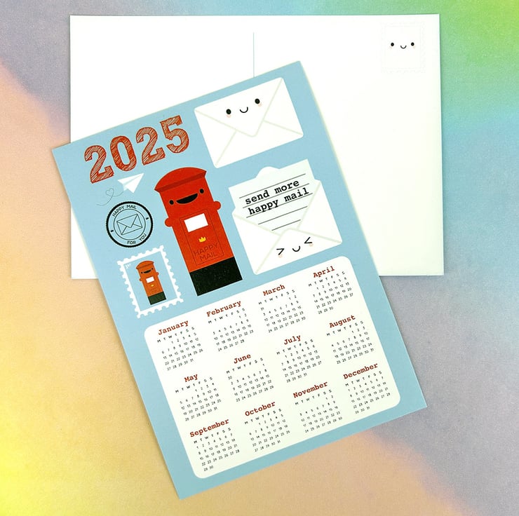 2025 Calendar Postcards - Kawaii Happy Mail - Folksy