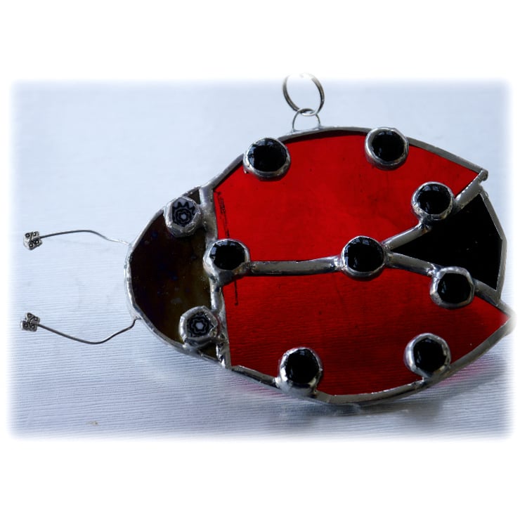 Ladybird Suncatcher Stained Glass Handmade Lady... - Folksy