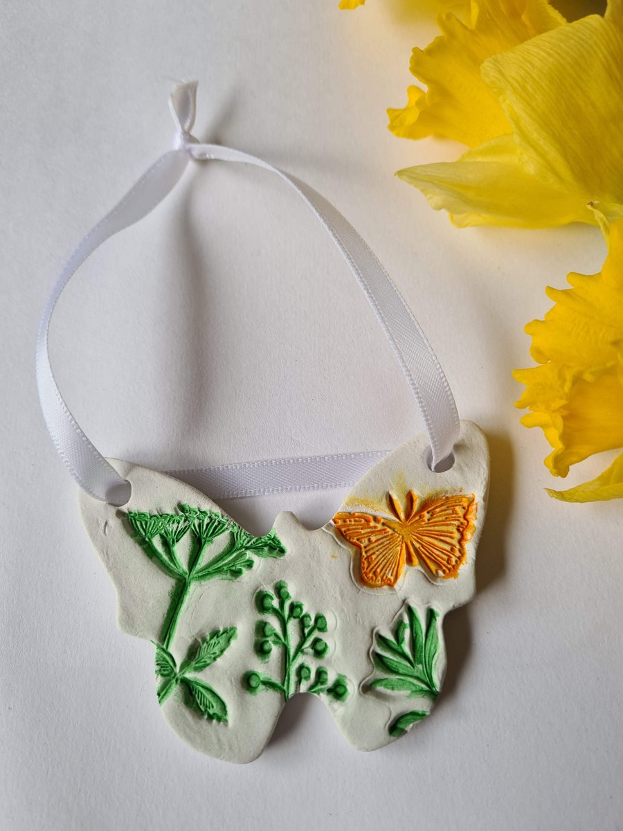Butterfly clay hanging decoration teacher gift ... - Folksy