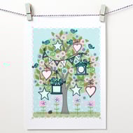 'Family Tree' - A4 Unframed Print - Folksy