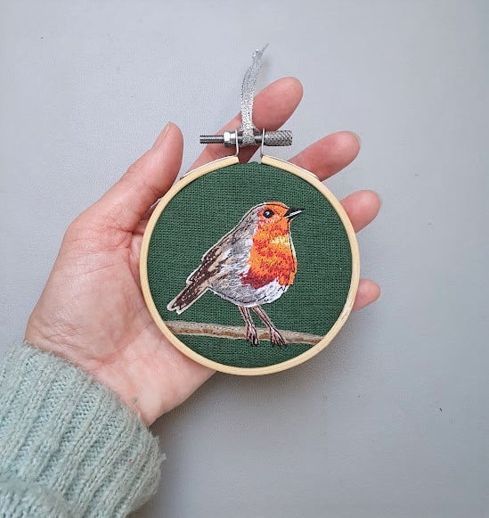 Handmade Robin applique and embroidered mini ho... - Folksy
