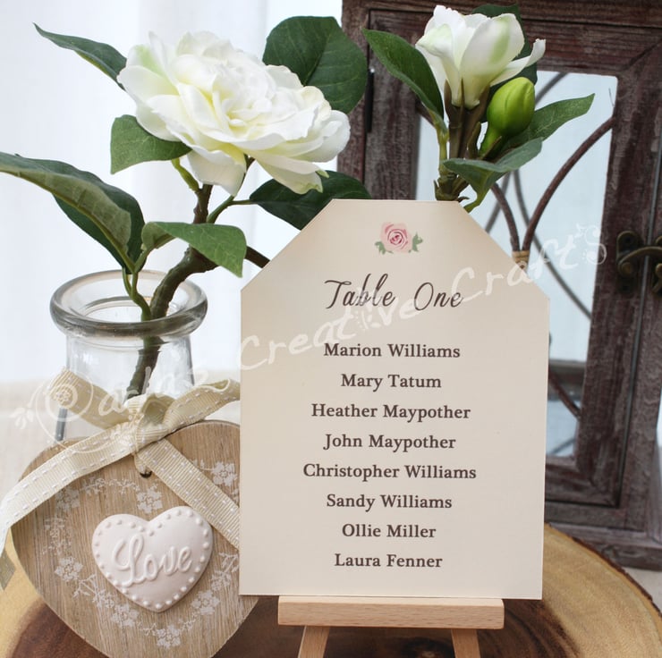 Personalised wedding table plan individual card... - Folksy