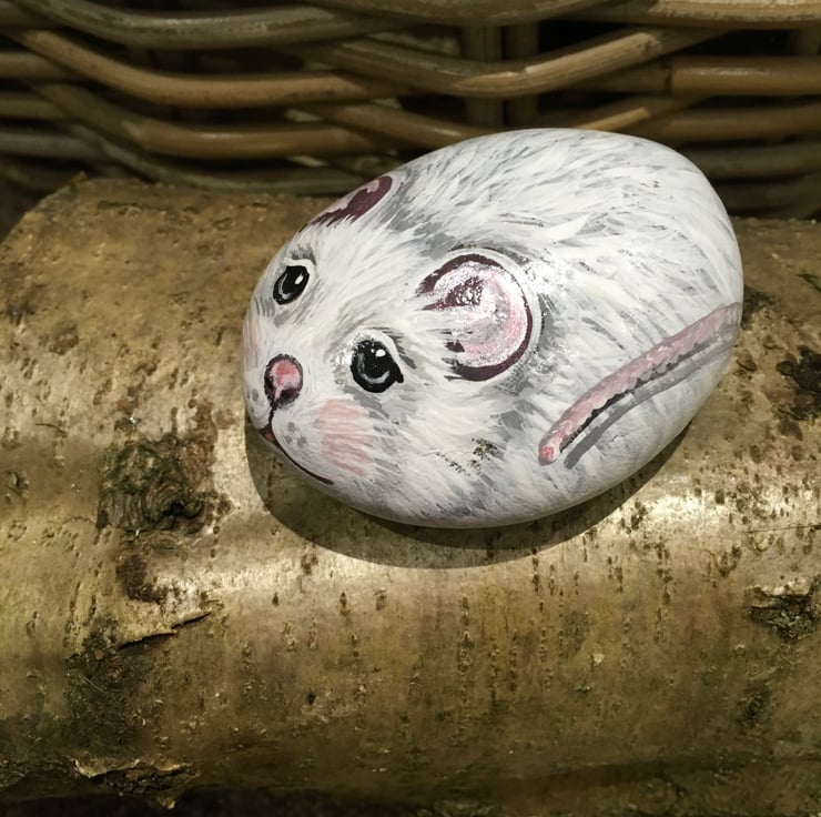 Mouse hand painted pebble garden rock art wildl... - Folksy