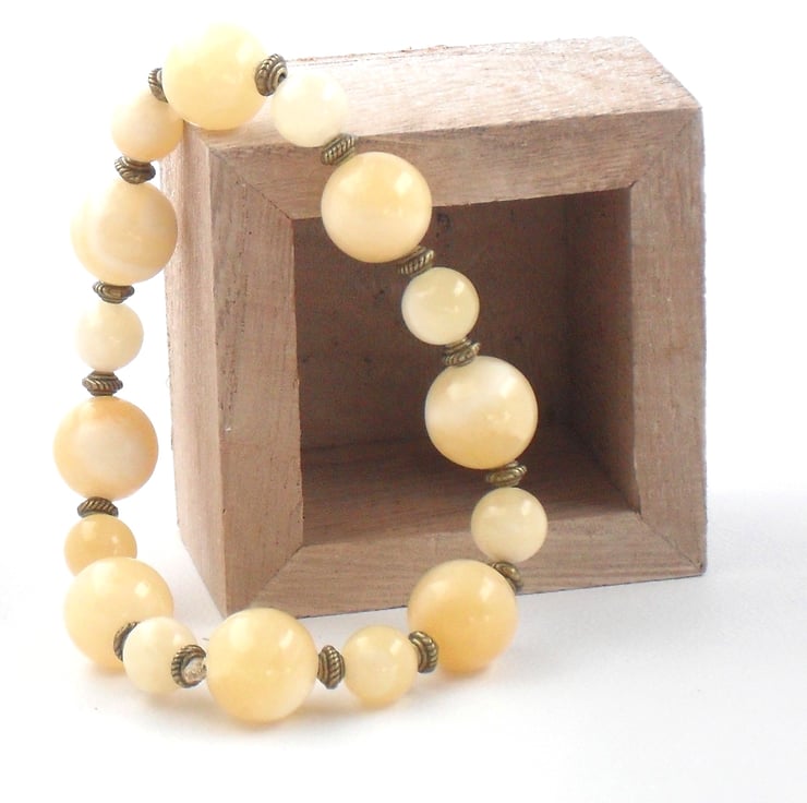 Handmade gemstone bracelet, with honey quartz a... - Folksy