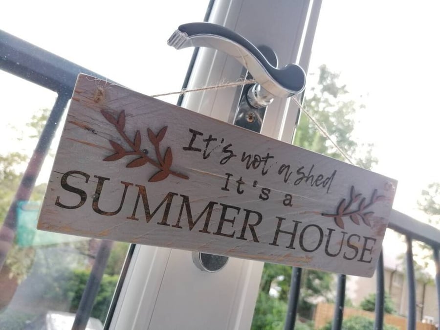Rustic Wooden Laser Engraved Summer House Sign ... - Folksy