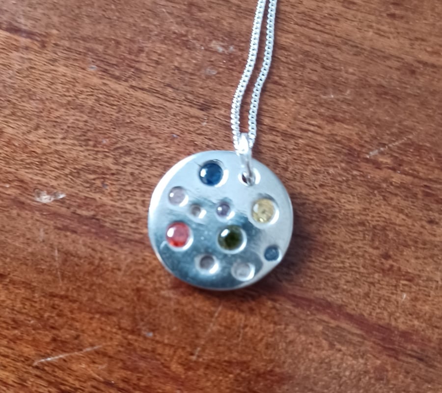 Multicoloured fine silver pendant - Folksy
