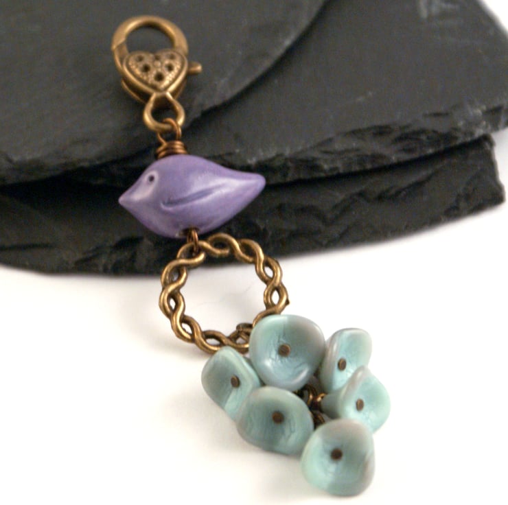 Purple Bird Bag Charm - Folksy