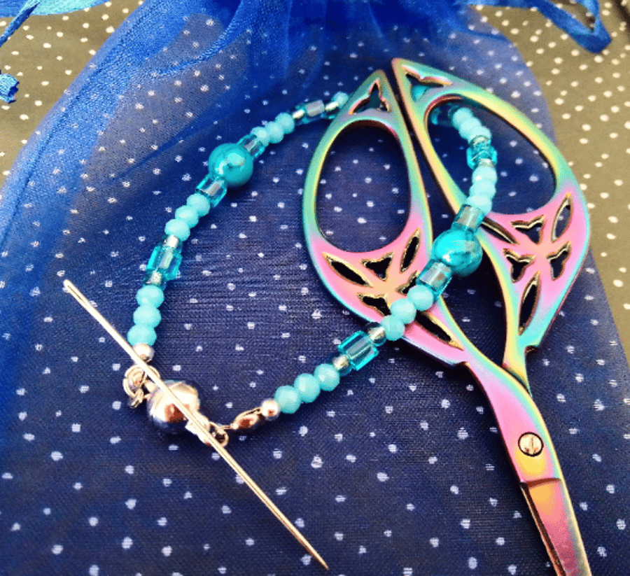 Handmade Turquoise Beaded Scissor Keeper, Sciss... - Folksy