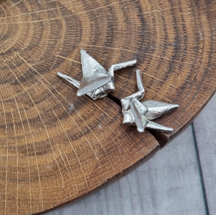 Real Origami cranes preserved in silver, stud e... - Folksy