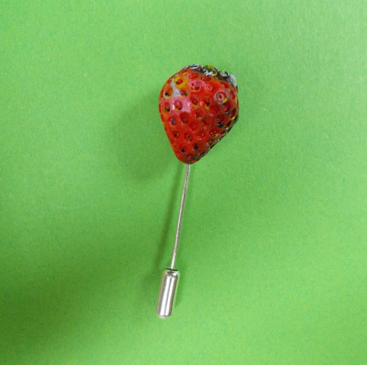 Small Succulent Red STRAWBERRY PIN 3D Wedding B... - Folksy