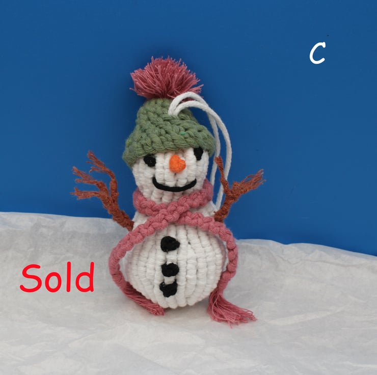 Snowman Christmas tree decoration, macrame snowman - Folksy