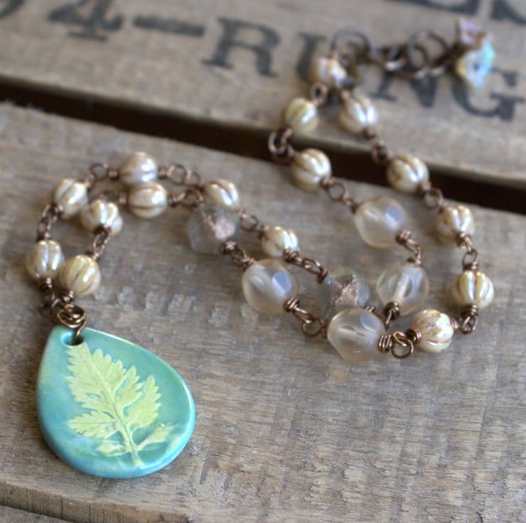 Spring Inspired Wire Wrapped Necklace - Folksy