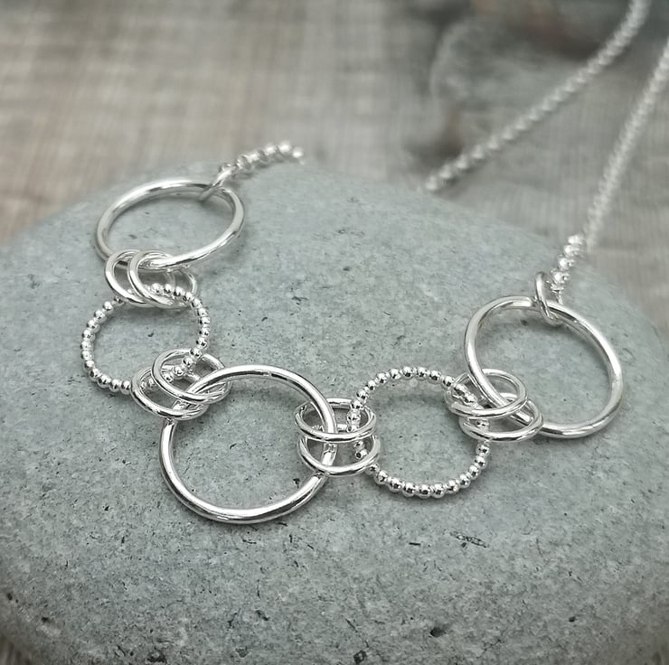 Sterling Silver Geometric Circle Chain Link Sta... - Folksy
