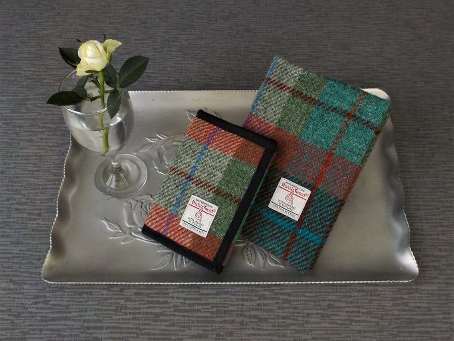 Harris tweed notebook and wallet gift set brick... - Folksy