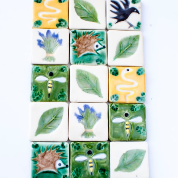 Small Square Ceramic Tiles - Sets of 4 - Folksy