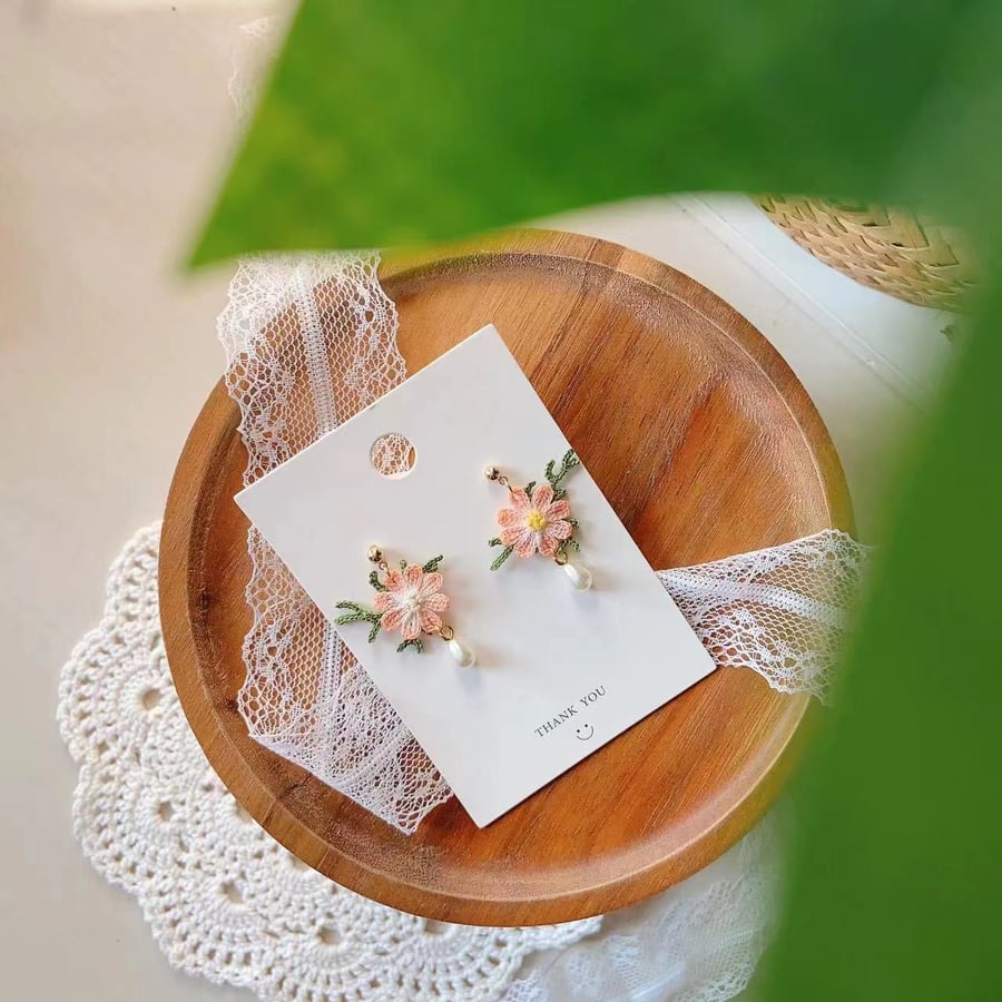 Micro Crochet Coreopsis Earrings - Folksy