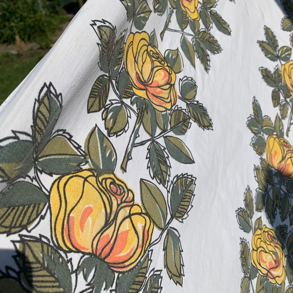 Mid Century RETRO Yellow Rose 60s 50s Vintage F... - Folksy