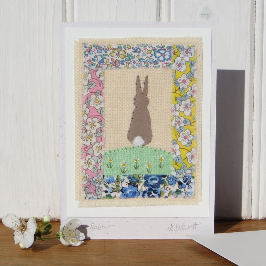 Little Rabbit hand-stitched card for a baby, ch... - Folksy