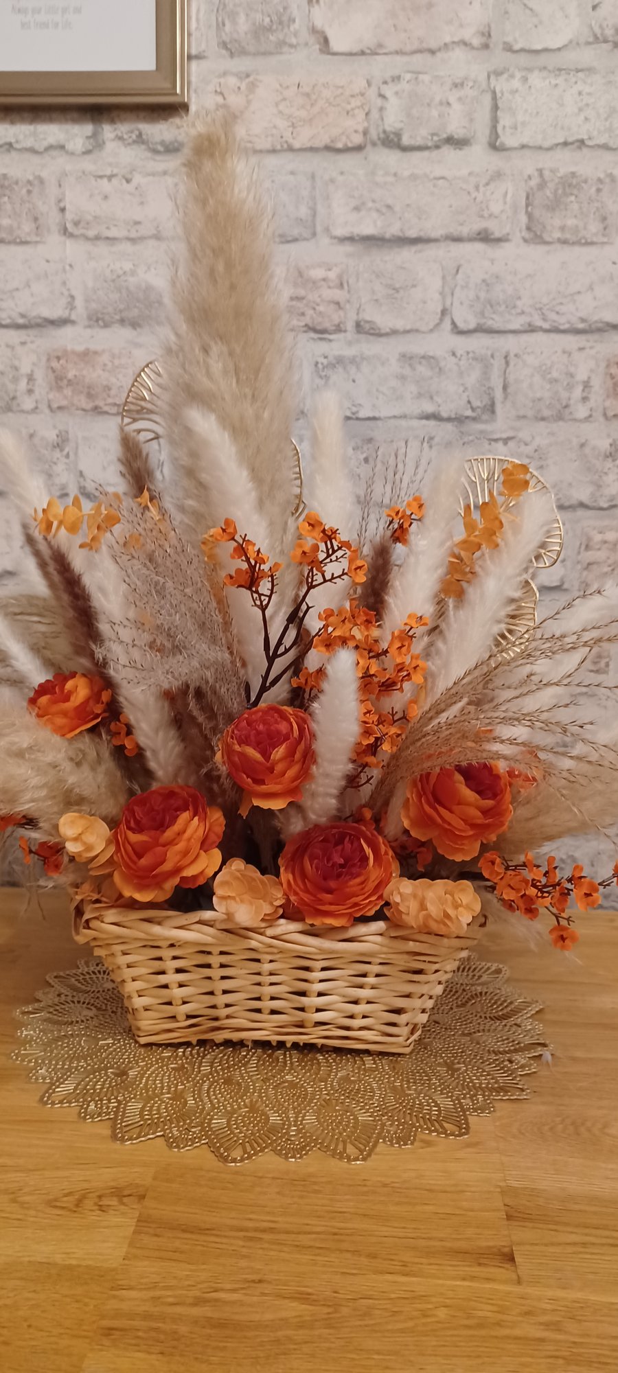 Fiery orange fireplace flower arrangement - Folksy