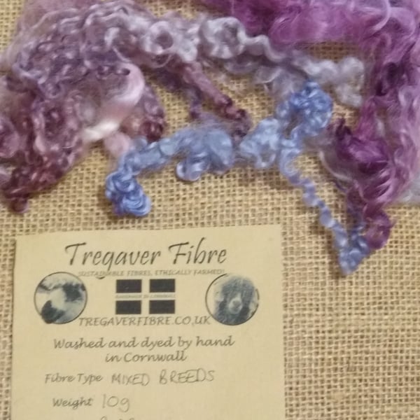 Purple mix, mixed breeds curly wool, 10g batch,... - Folksy