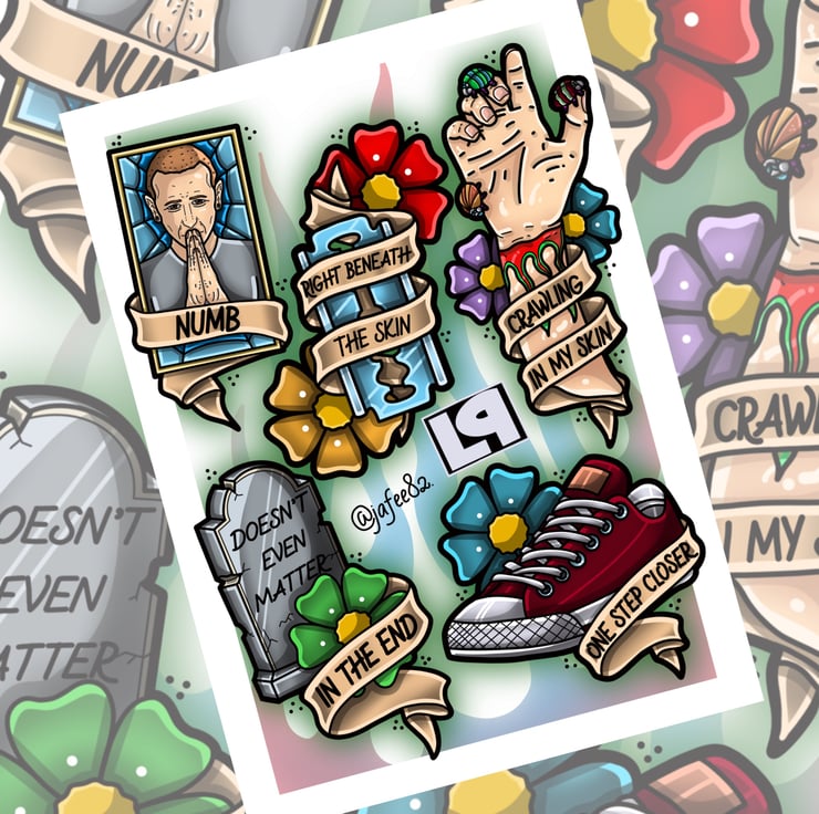 Linkin Park Full Colour New School Tattoo Flash... - Folksy