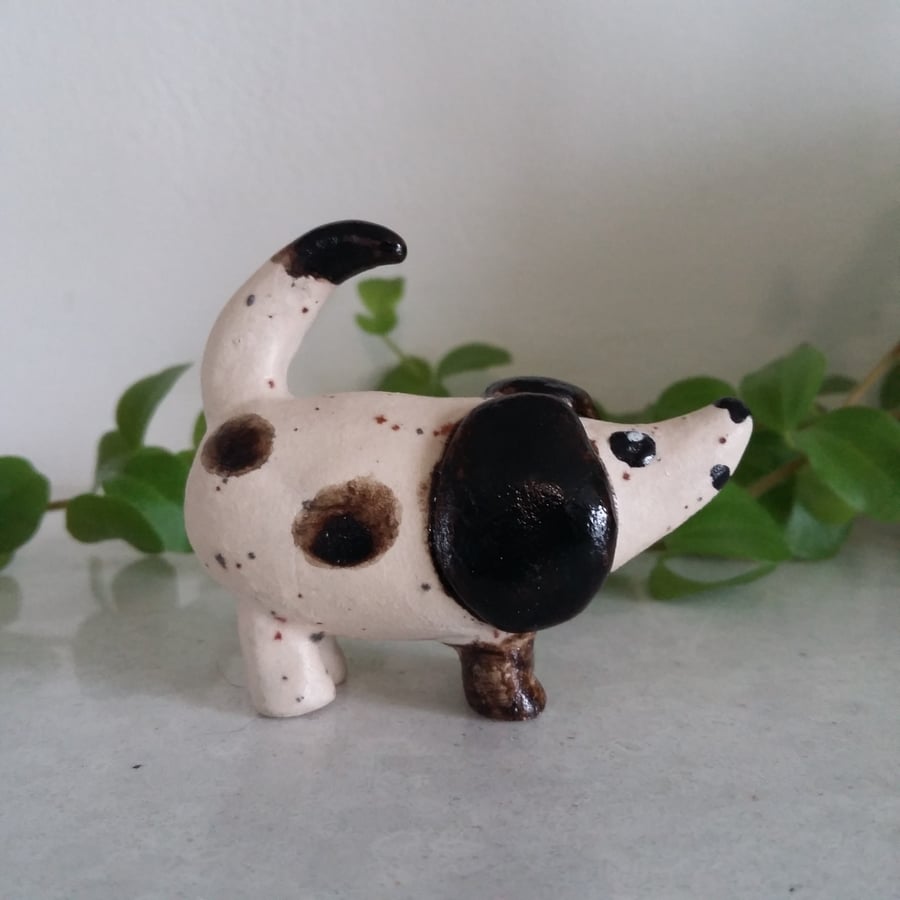 Dog Ornament, Mini Ceramic Dog, Standing Spotty... - Folksy