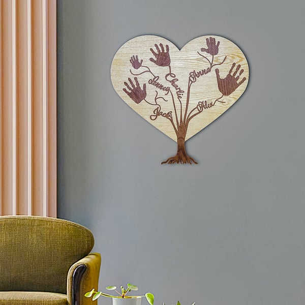 Family Tree, Family Hand Print Heart Tree - Folksy
